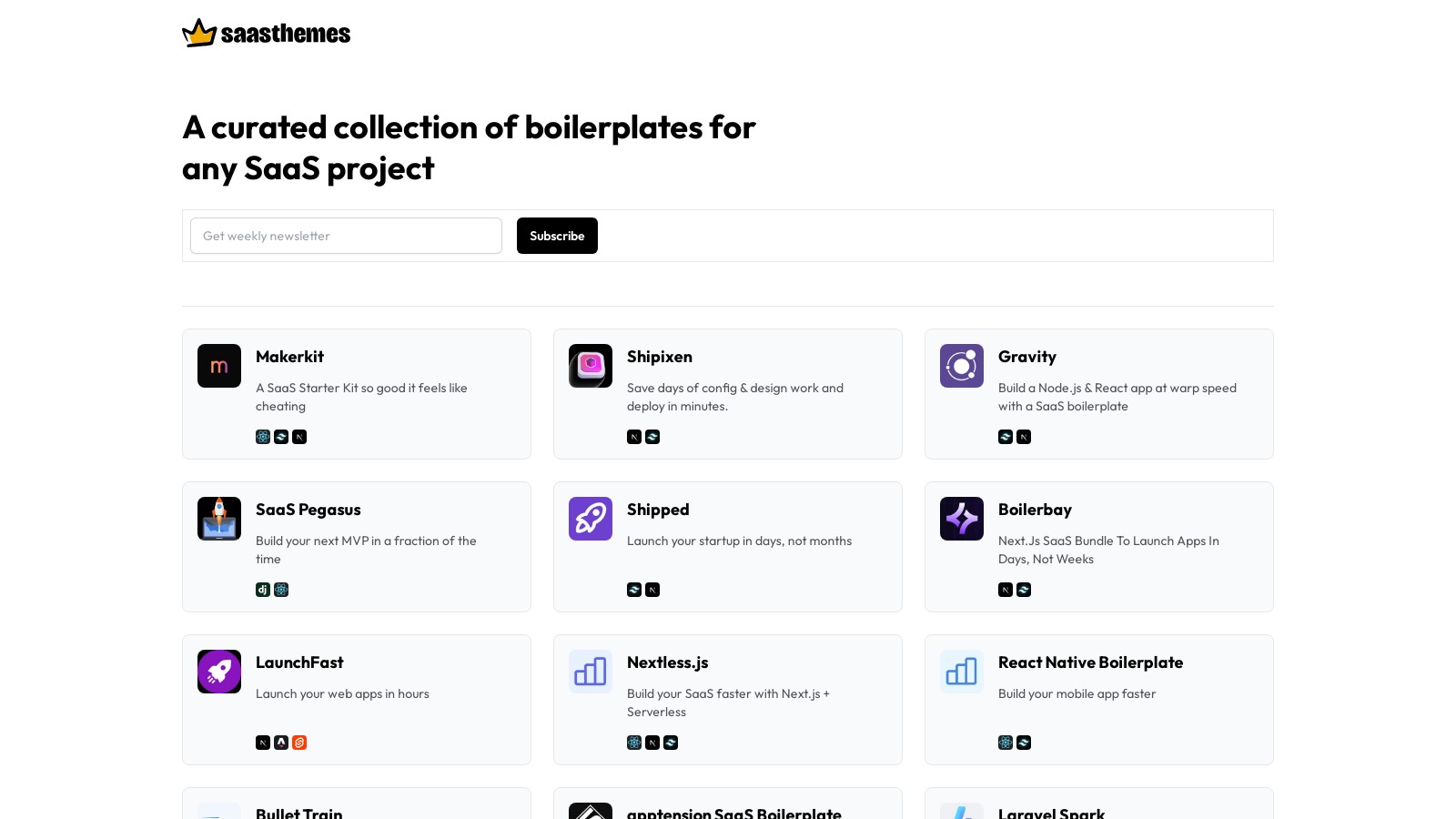 A curated collection of boilerplates for any SaaS project